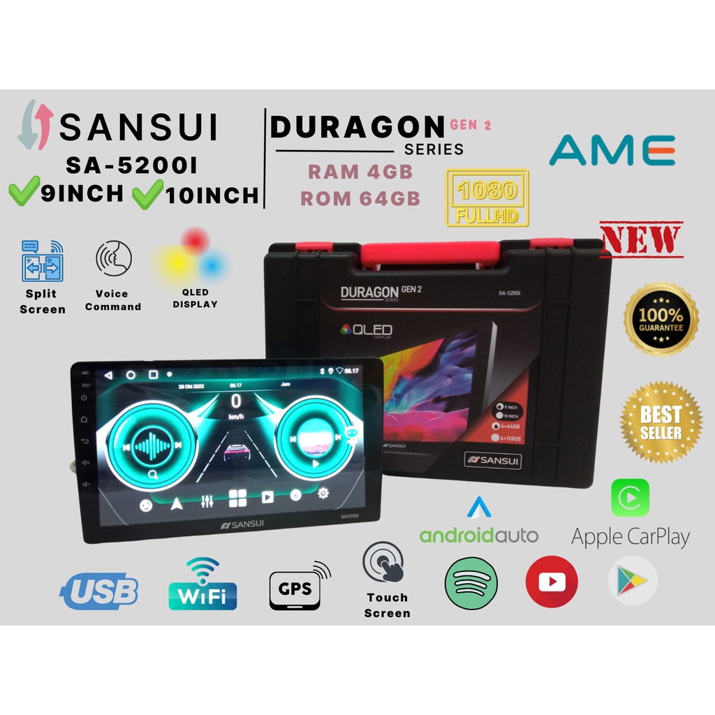 Jual Sansui SA-5200I DURAGON GEN2 Ram 4GB Rom 64GB Android 9" Head Unit ...
