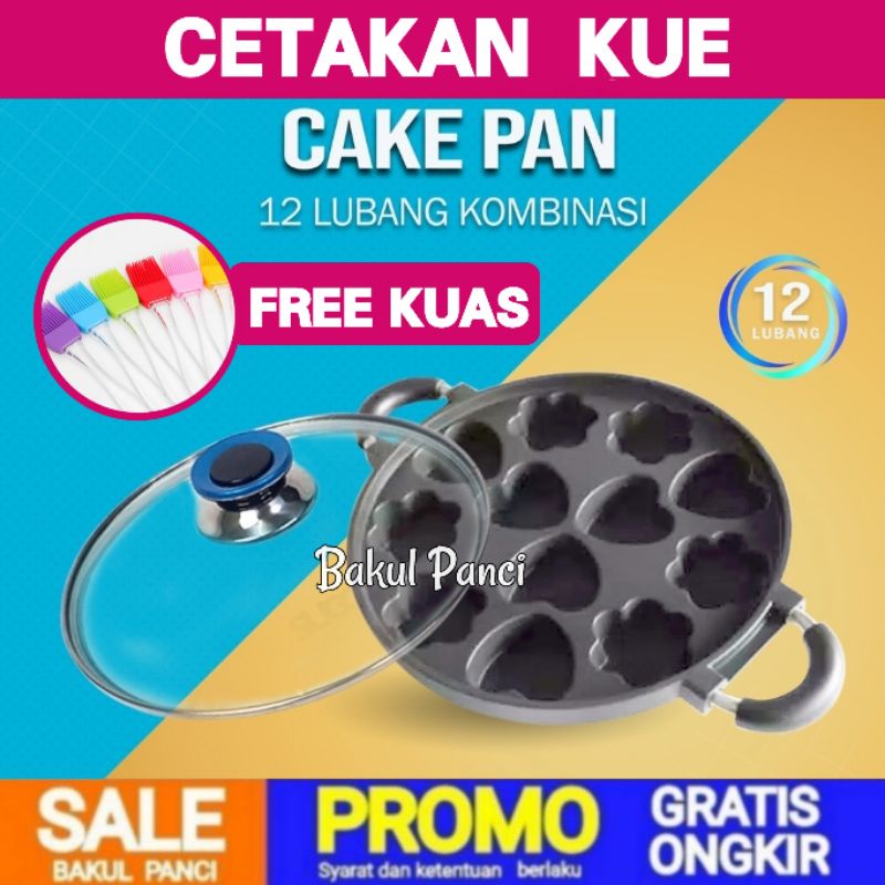 Jual CETAKAN KUE 12 DATAR + TUTUP KACA - CAKE PAN - MARTABAK MINI ...