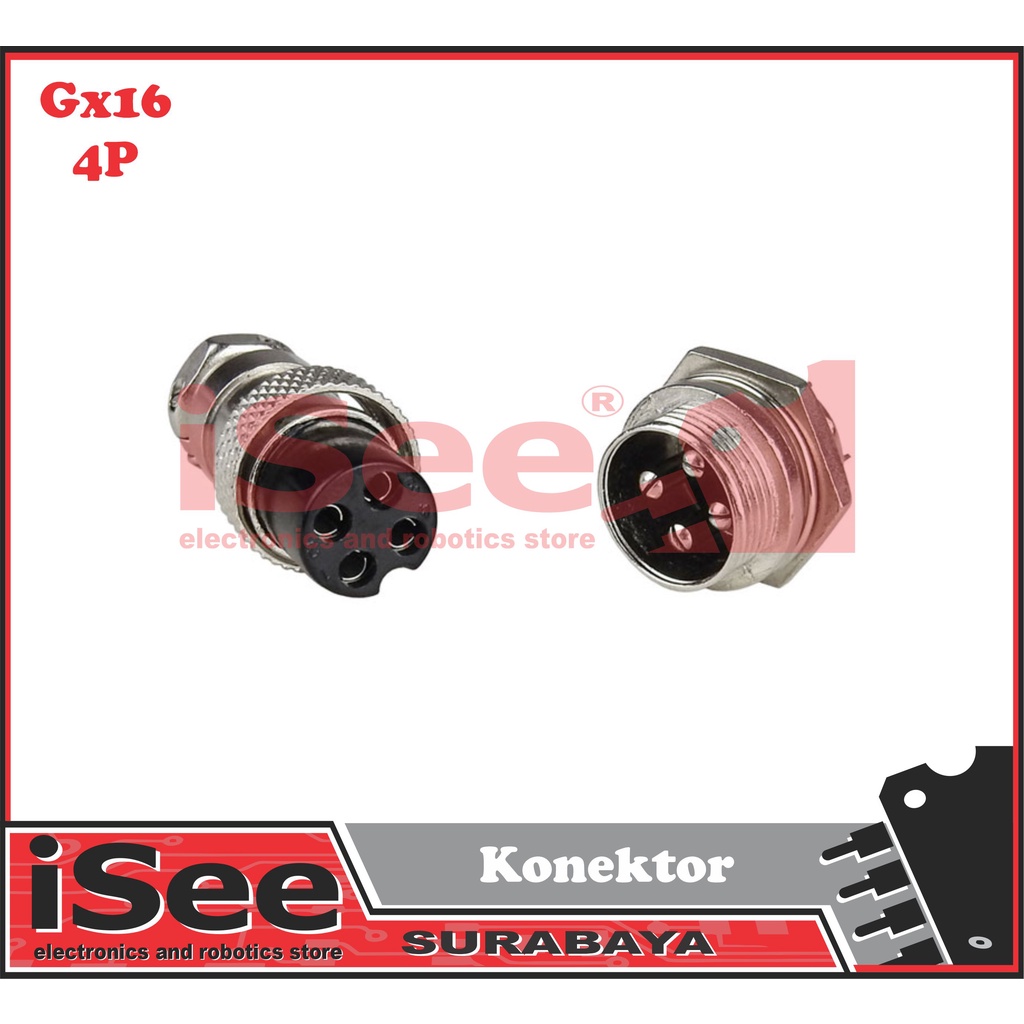 Jual Konektor Jack GX16 4p Aviation Socket Plug GX-16 16mm soket 4 p pin | Shopee Indonesia