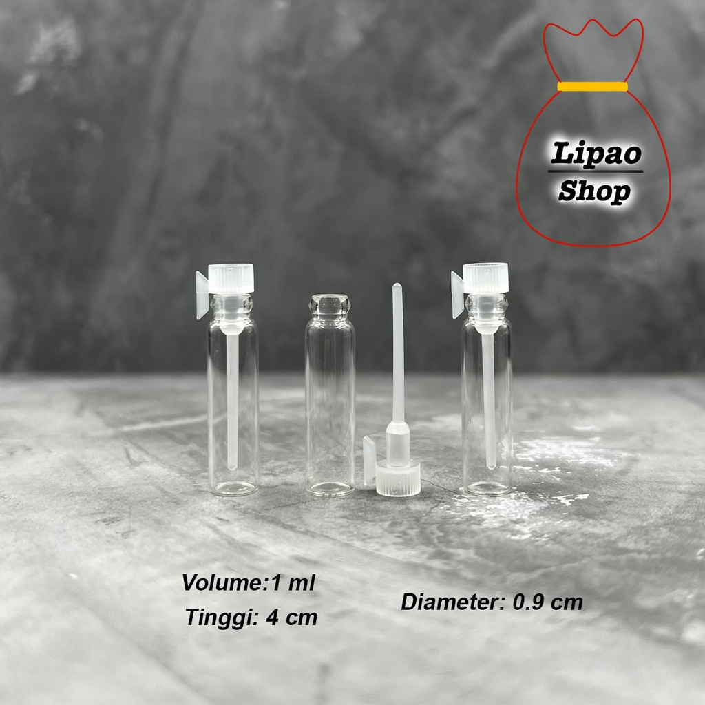 Jual Vial 1ml Botol Tester Sample Parfum Kaca - Stick Oles Lidi - Putih ...