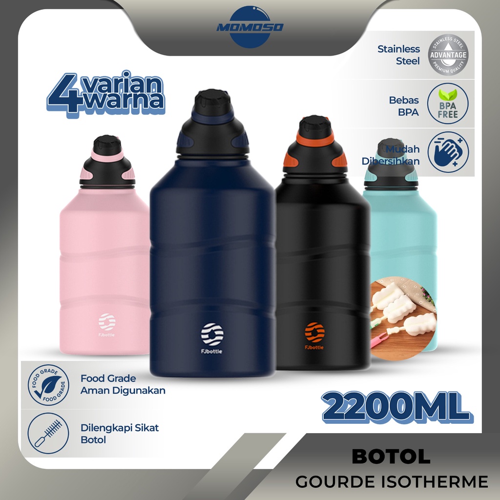Jual MOMOSO Botol Gourde Isotherme 2200ml/ Tumblr Botol GYM/Stainless Food Grade Serbaguna ...
