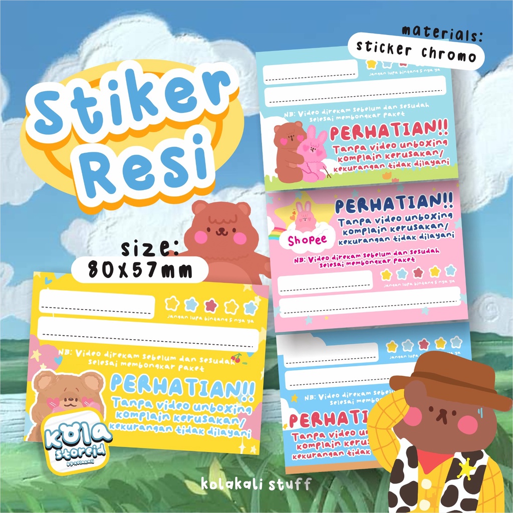 Jual STIKER RESI PENGIRIMAN SHOPEE BEAR EDITION • STIKER RESI OLSHOP ...