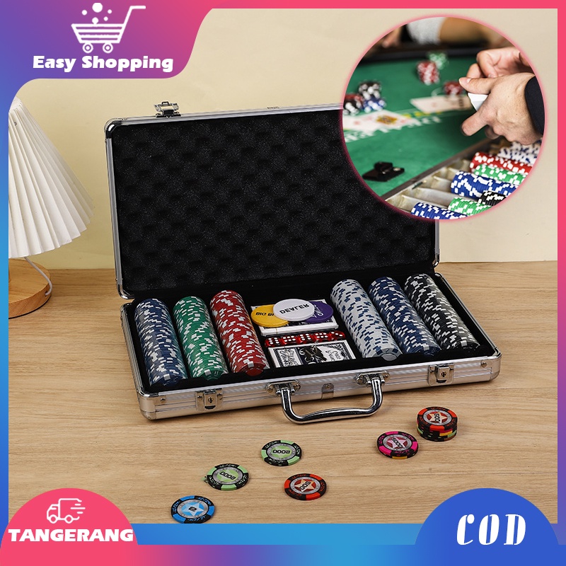 Jual 300pcs Poker Chip Set Texas Holdem Poker Chip Mainan Kartu Poker ...