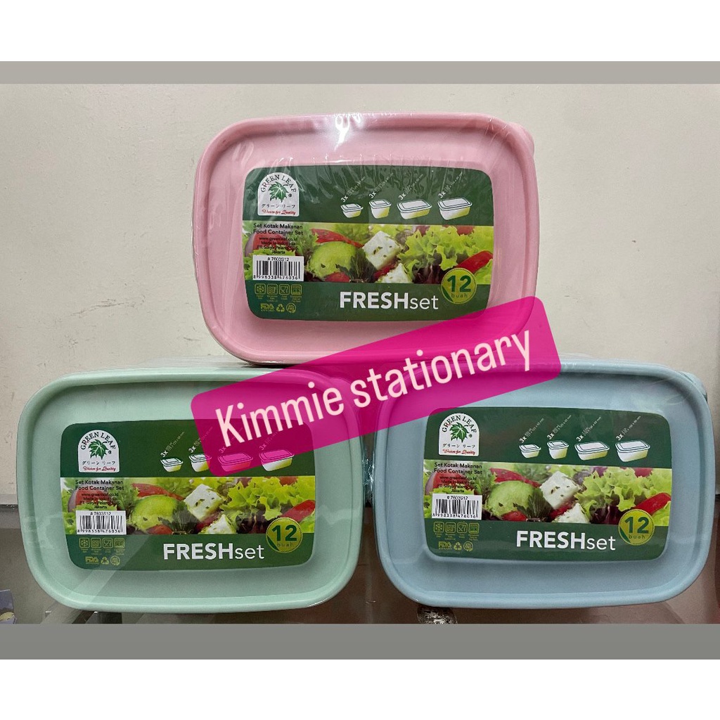 Jual GREEN LEAF FOOD CONTAINER FRESH SET ISI 12 PCS 4 WARNA / KOTAK ...