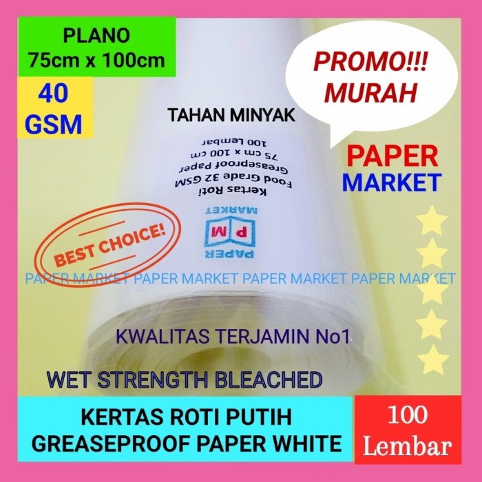 Jual Kertas Kertas Roti Putih/Baking Paper Putih(Promo) 75 X100Cm -100 ...