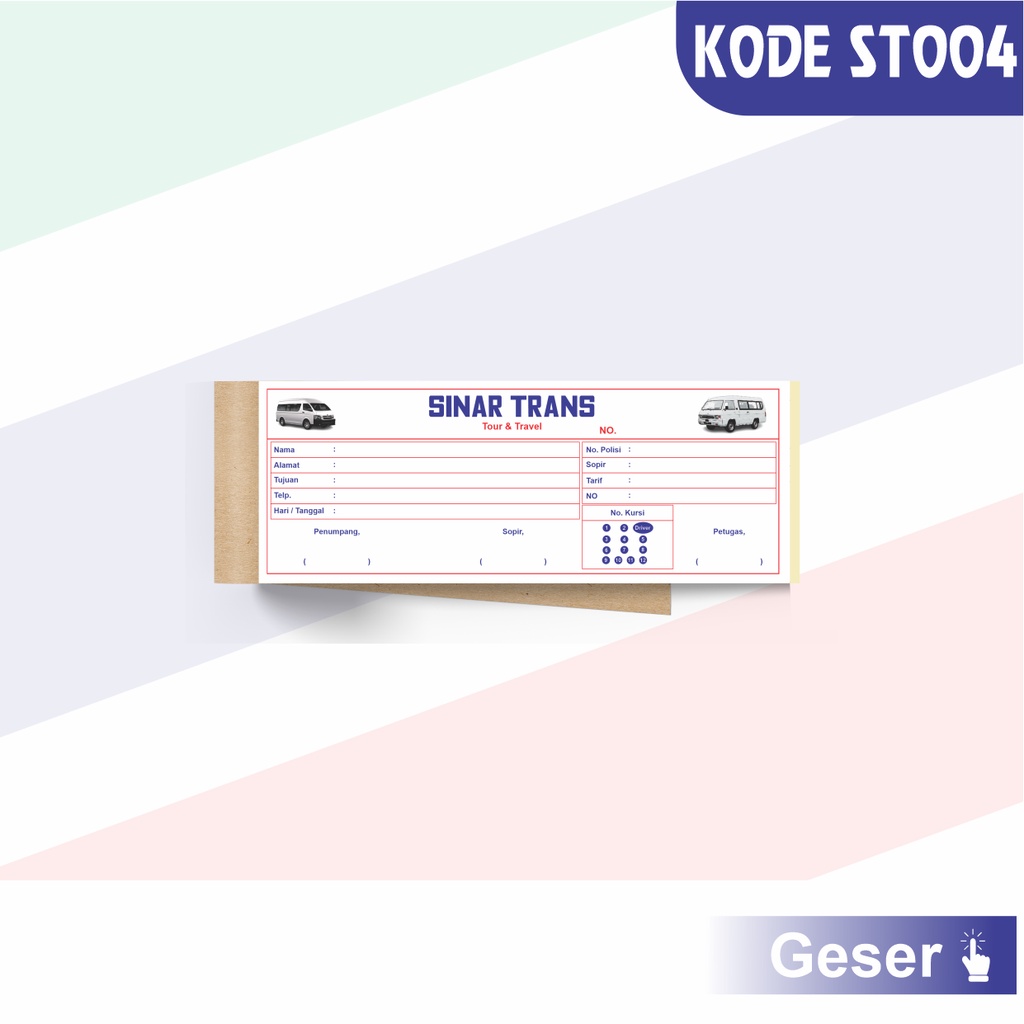 Jual CETAK KWITANSI TIKET TRAVEL CUSTOM NAMA BISA SATUAN TANPA MINIMAL ... Jual CETAK KWITANSI TIKET TRAVEL CUSTOM NAMA BISA SATUAN TANPA MINIMAL ...