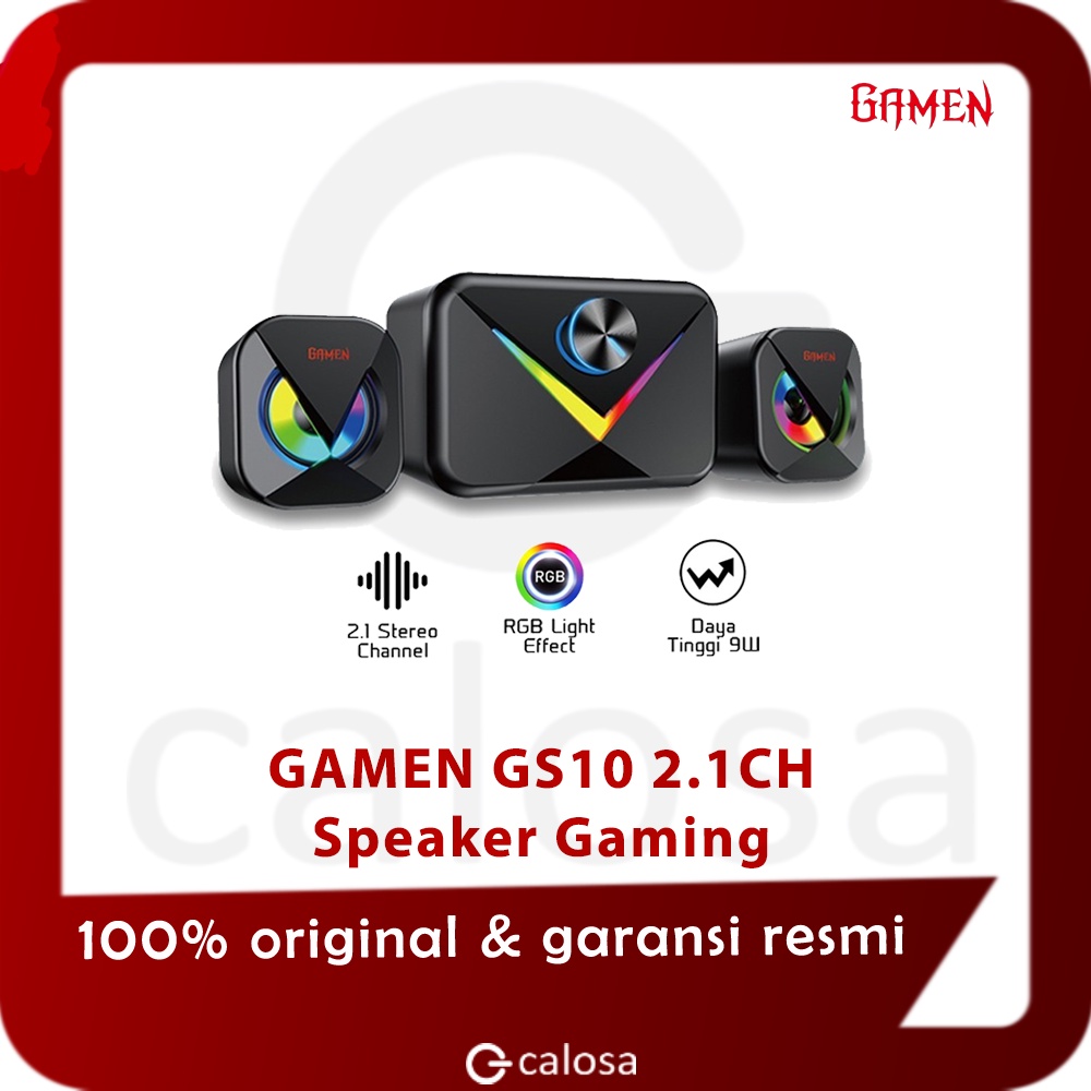 Jual GAMEN Multimedia Speaker Gaming GS10 2.1CH Subwoofer with RGB Lights | Shopee Indonesia