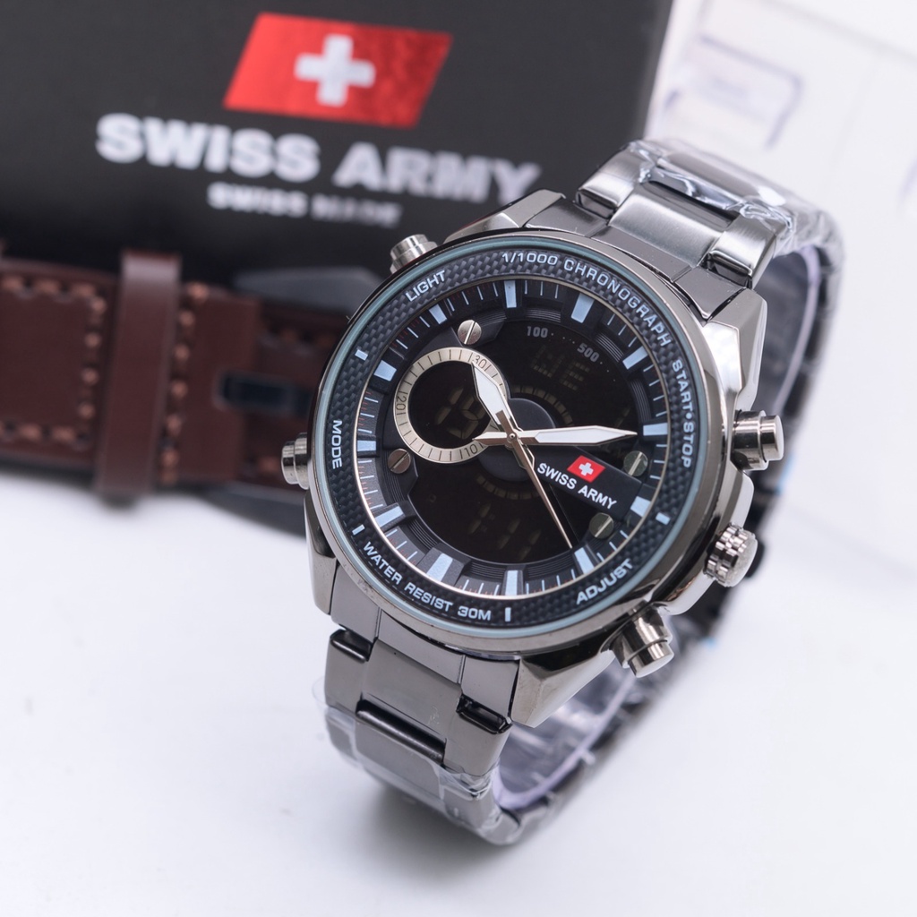 Jual Jam Tangan Pria Sa Dual Time Sports Rantai Stainless Steel Model ...