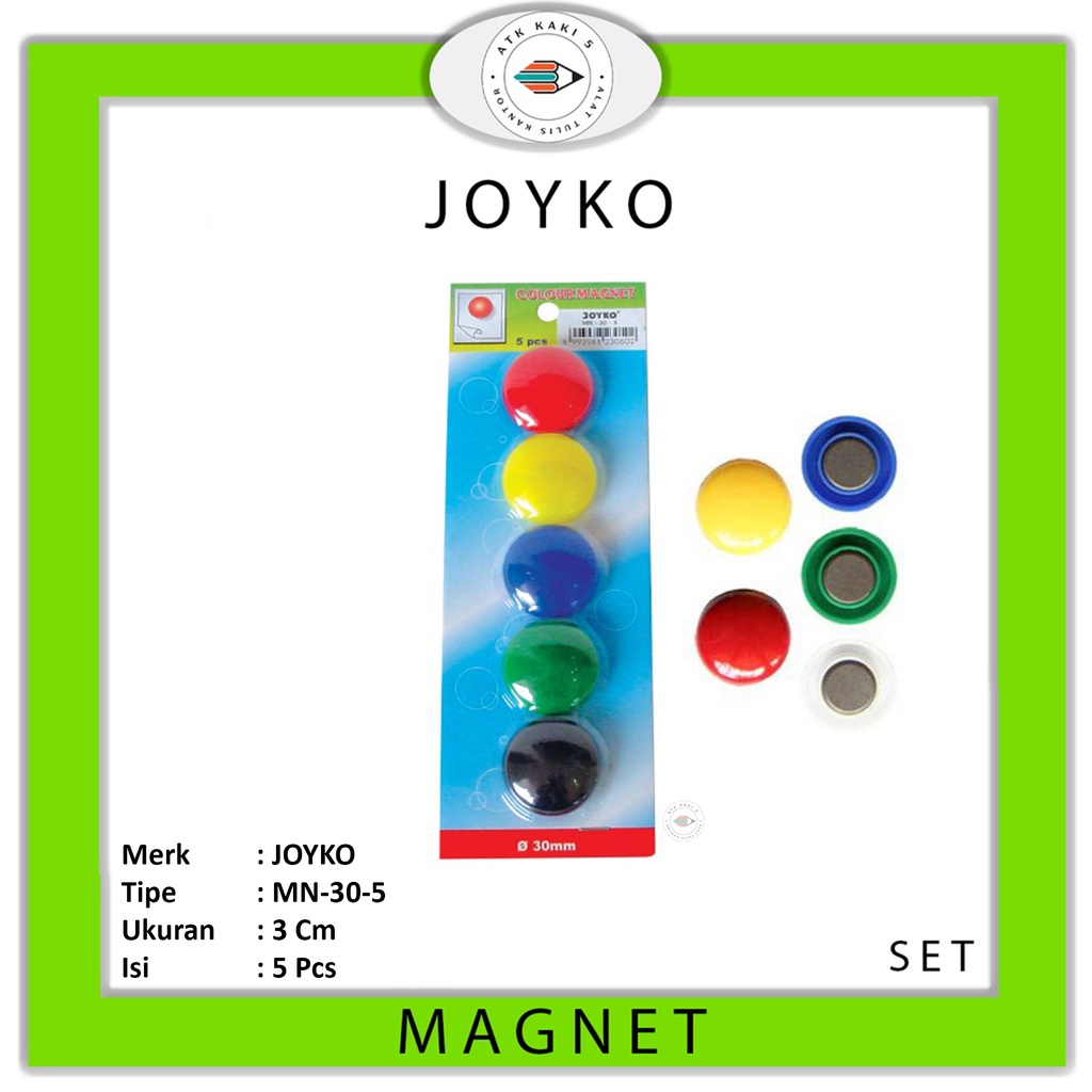 Jual JOYKO - Magnet Papan Tulis - MN-30-5 Bulat 3 cm Warna - SET ...