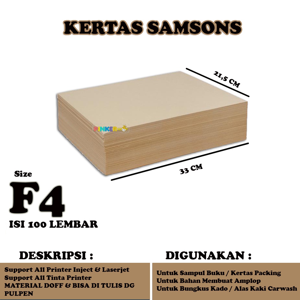 Jual Kertas Samson F4 isi 100 lembar / Kertas Samson 80 gsm / Kertas ...