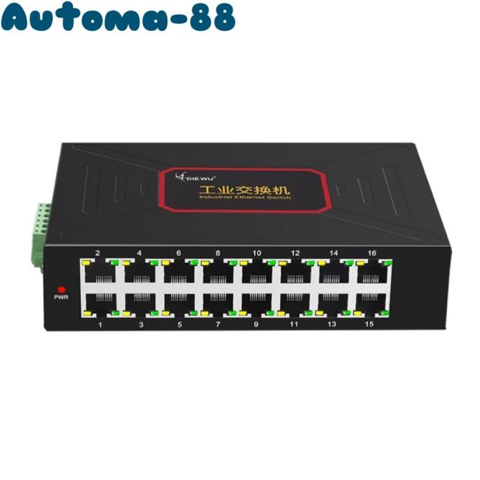 Jual DIEWU Din Rail Industrial Fast Ethernet switch hub router 16 Port ...