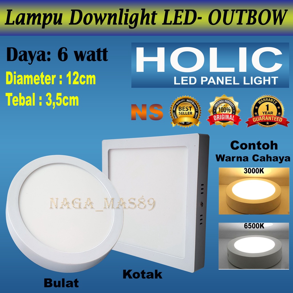 Jual Lampu Panel LED Outbow 6 watt ( Holic-CWD-NS-001/005 ) | Shopee Indonesia