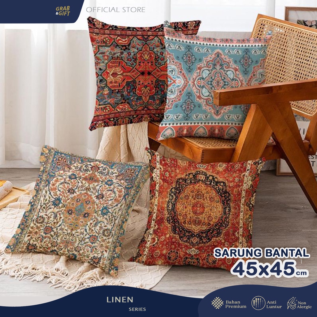 Jual SARUNG Bantal Sofa Print 45x45 cm Linen Motif Turkish Maroko ...