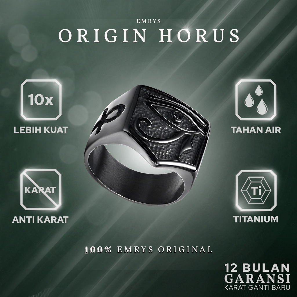 Jual EMRYS Premium ORIGIN HORUS Ring Titanium Anti Karat Cincin Pria Wanita | Shopee Indonesia