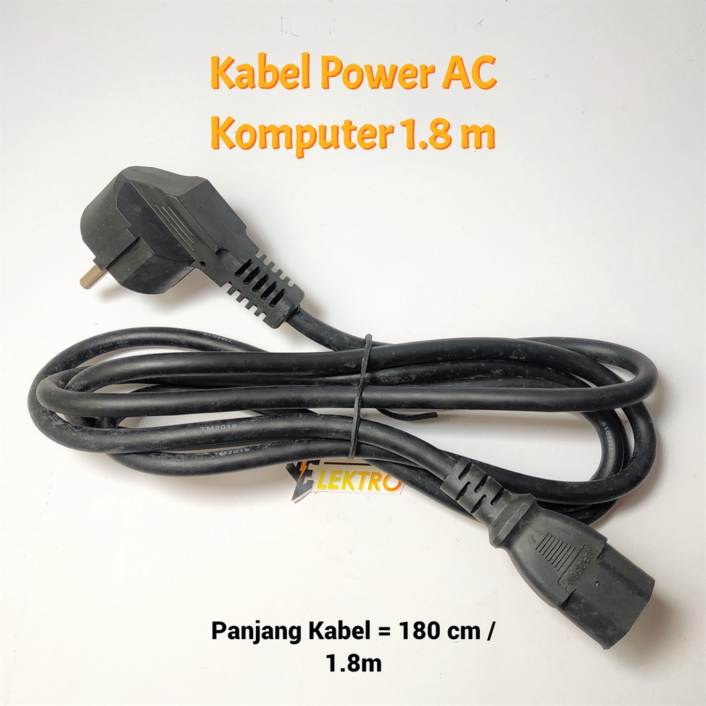 Jual Kabel Power AC Computer 1.8 Meter Hitam Besar | Kabel Power AC ...