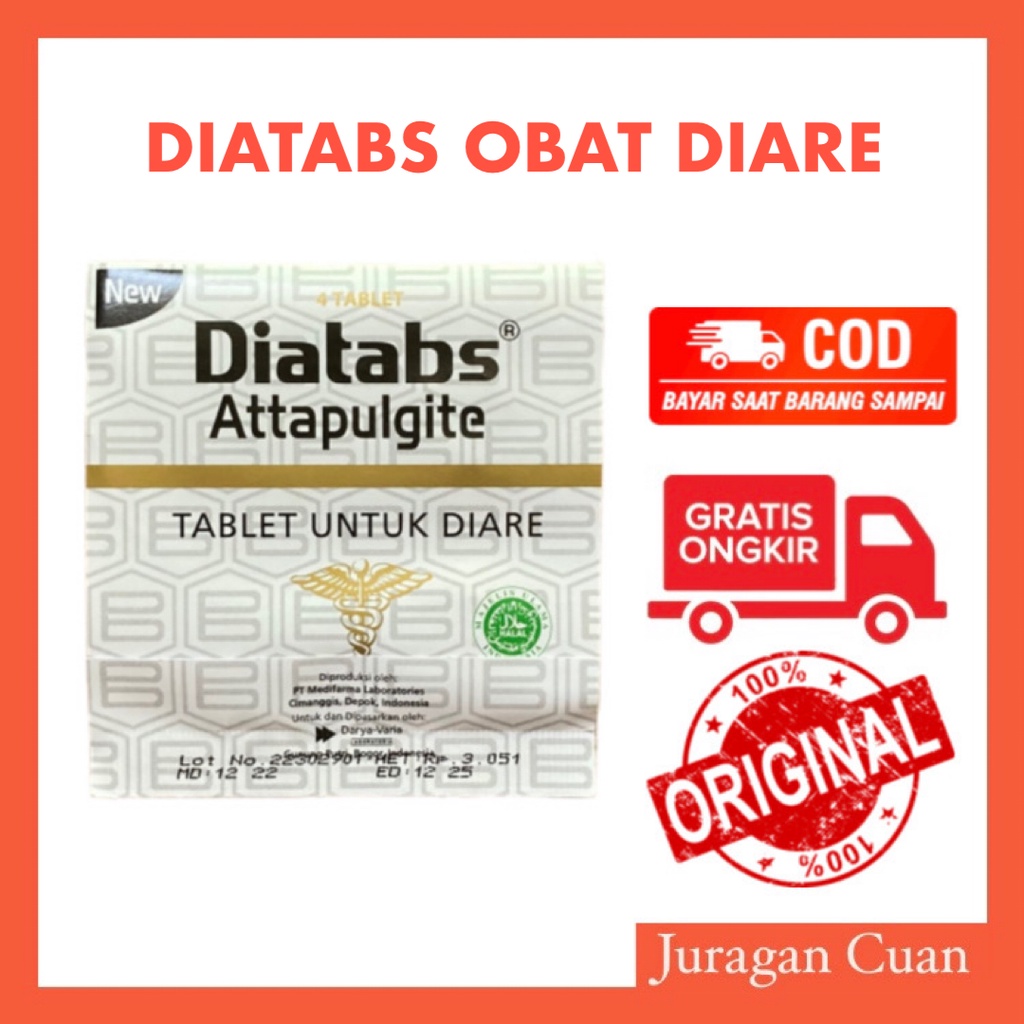 Jual DIATABS OBAT DIARE 1 STRIP ISI 4 TABLET | Shopee Indonesia