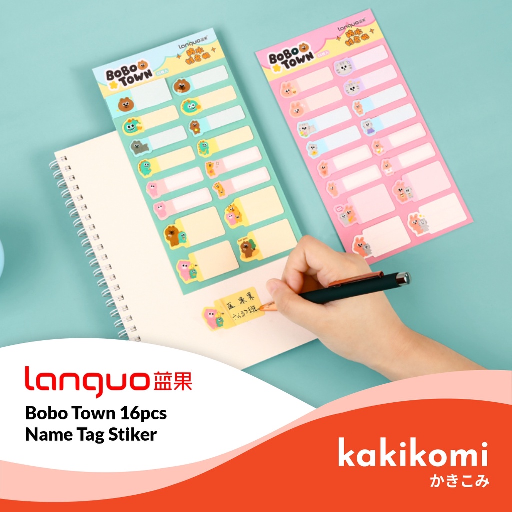 Jual Stiker Tag Nama 16pcs Languo Bobo Town Series Waterproof Name Tag ...
