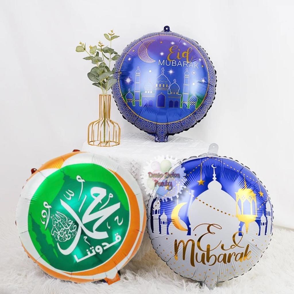 Jual Balon Foil Bulat Eid Mubarak / Balon Idul Fitri / Balon Foil ...