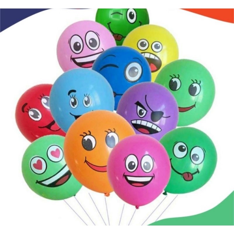 Jual BALON LATEX EMOTICON WARNA ISI 25 PCS | Shopee Indonesia