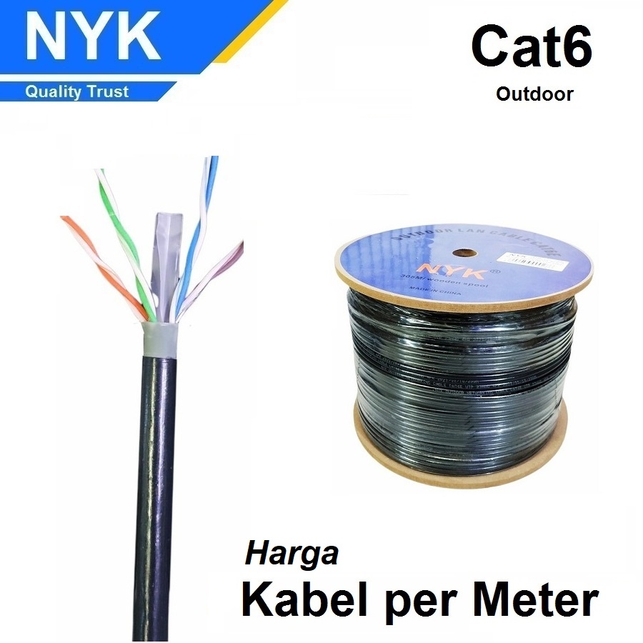 Jual NYK Kabel Lan UTP RJ45 Cat6 Outdoor ( Meteran ) | Shopee Indonesia