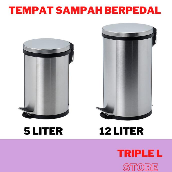 Jual Tempat Tong Sampah Injak Pedal Stainless Steel 5 Liter / 12 Liter Mayanaa987 | Shopee Indonesia