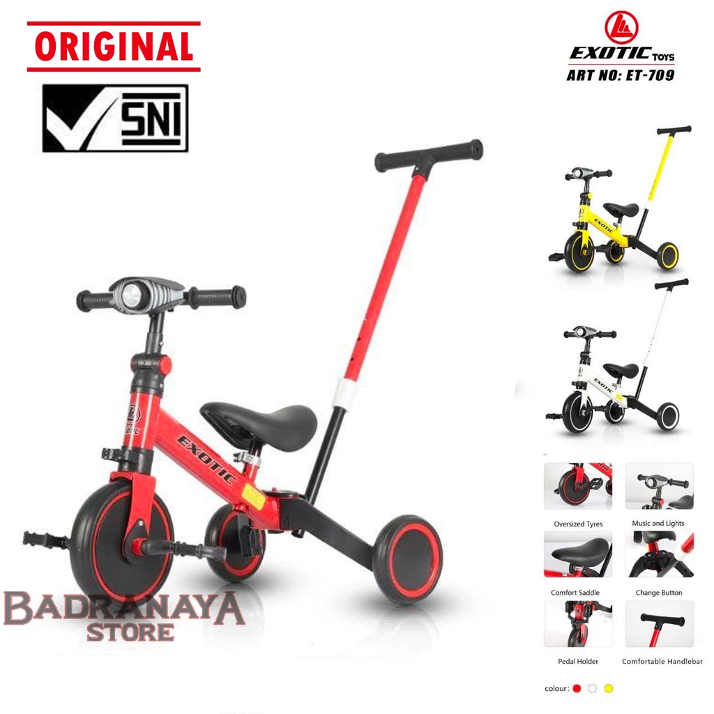 Jual Sepeda Roda Tiga Anak Balance Bike 4 in 1 Exotic ET 709 Music + Dorongan Belakang | Shopee ...