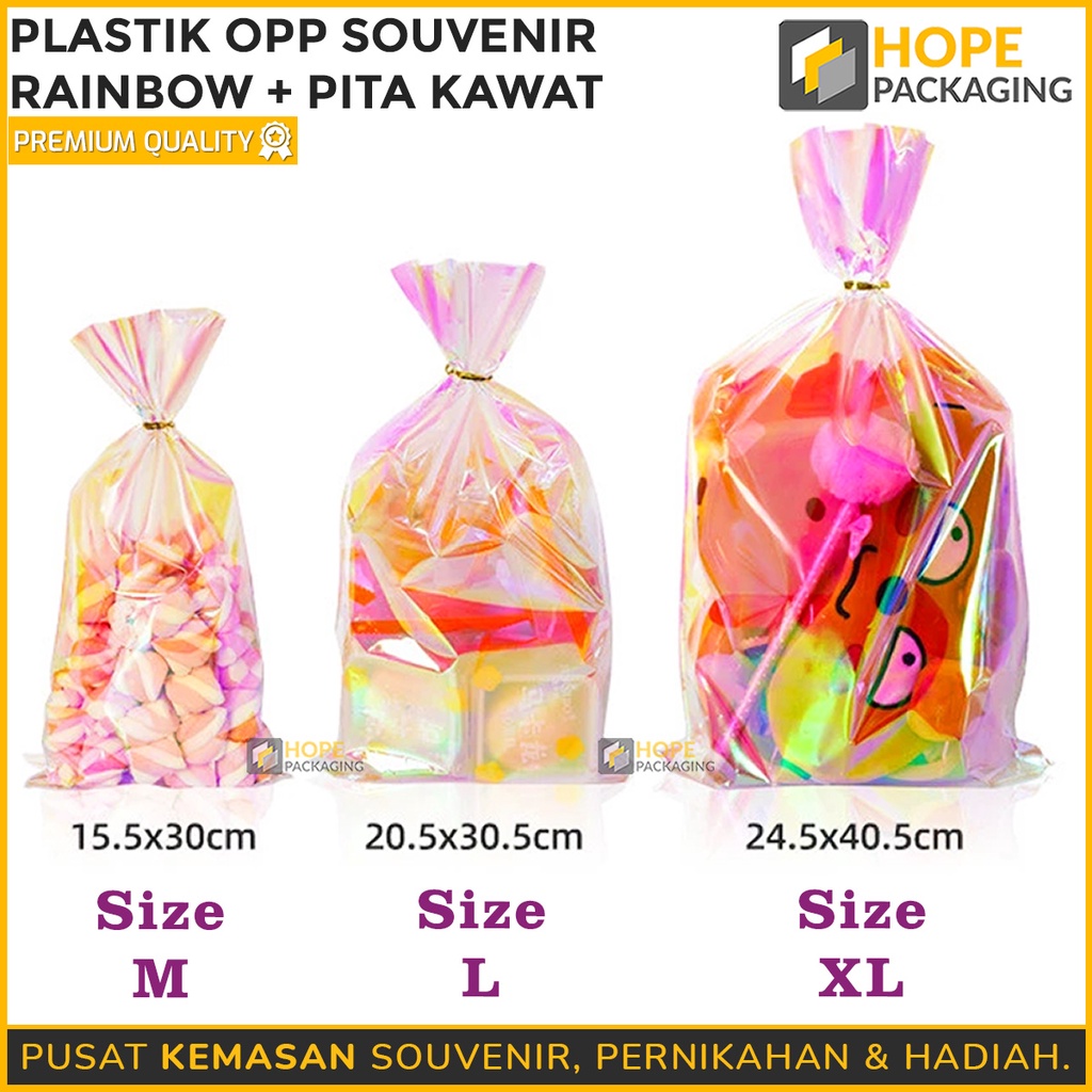 Jual [Harga / 20 Pcs] Plastik OPP Rainbow Hologram / Souvenir Snack ...