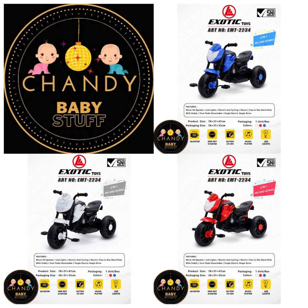 Jual SEPEDA ANAK MOTOR ANAK EXOTIC EMT 2234 ( 2IN1 ) BISA PAKAI AKI DAN ...