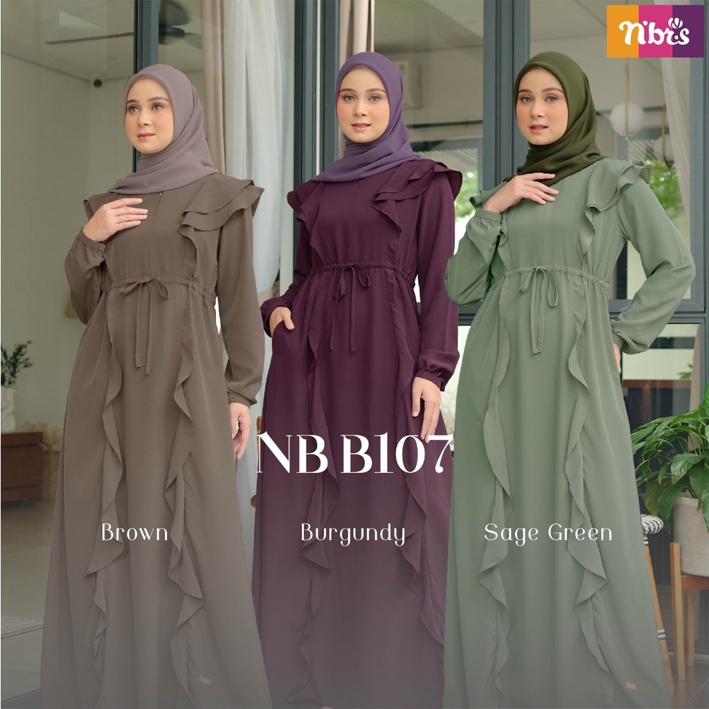 Jual GAMIS NIBRAS NB B107 SAGE GREEN BURGUNDY BROWN BY NBRS BAHAN ...