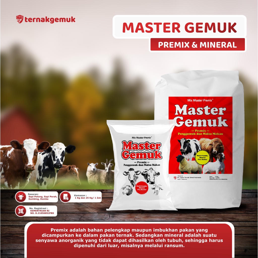 Jual PREMIX PENGGEMUK KAMBING SAPI "MASTER GEMUK" - MINERAL VITAMIN ...