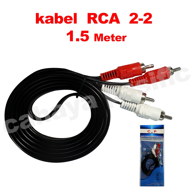 Jual Kabel Audio RCA 2x2 Jack 3.5mm 1,5M - AUX 2 ke 2 Warna Hitam BIASA | Shopee Indonesia