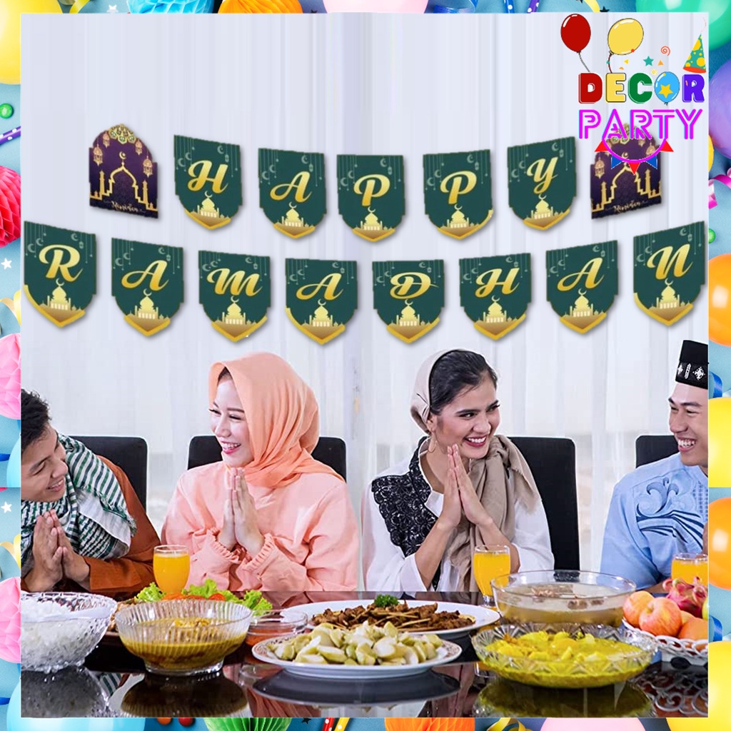 Jual DP Banner Flag Set Happy Ramadhan Bunting Warna Warni Backdrop ...