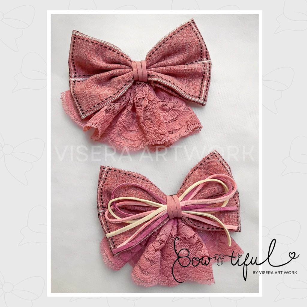 Jual Vintage Pink Linen & Lace Bow Premium Hairpin per 1pc Party ...