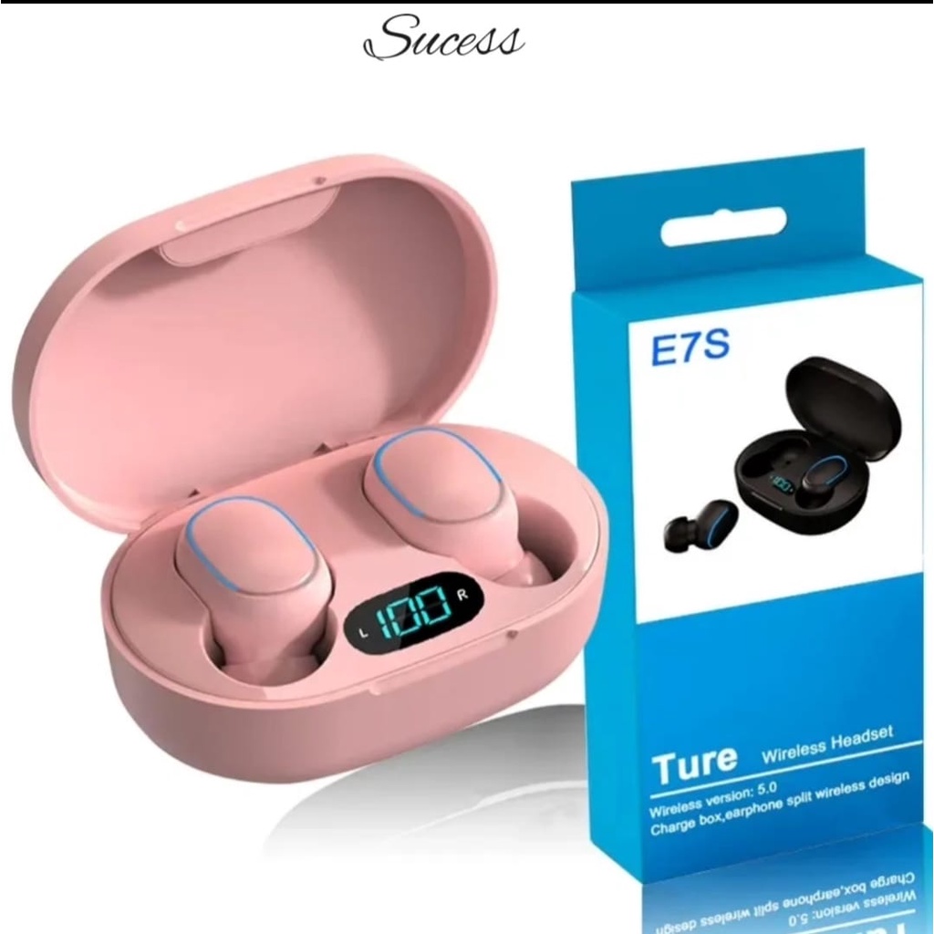 Jual Headset Bluetooth E7S TWS Design Digital dengan Mic Led TWS display Earphone 8D Garansi ...