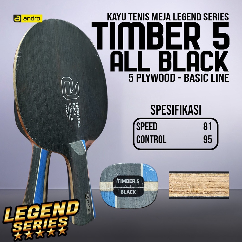Jual Kayu Bat Tenis Meja Pingpong Andro Timber 5 Allround Black 5 Plywood | Shopee Indonesia
