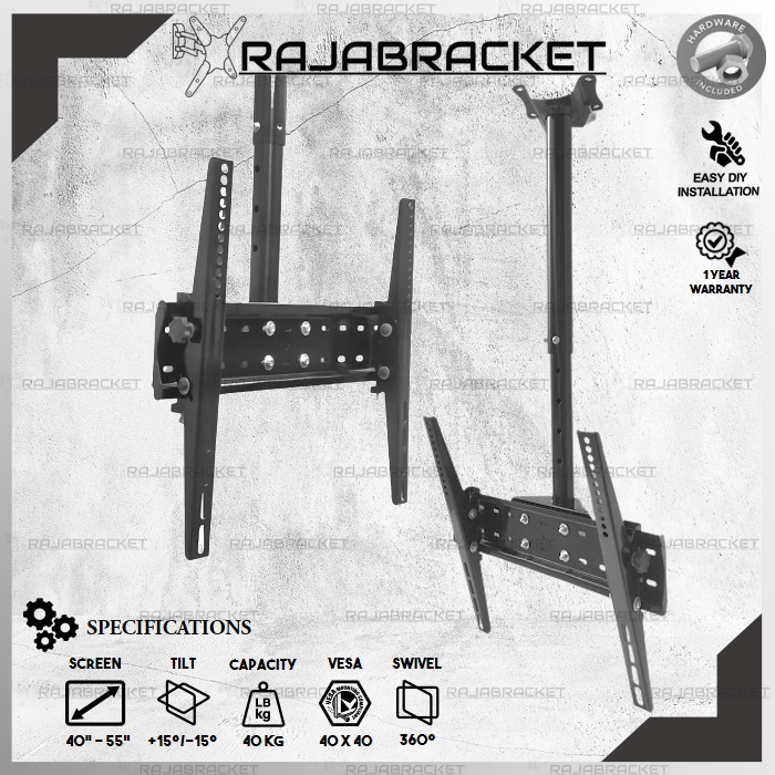 Jual Bracket tv/ Braket tv/ Breket tv Gantung Plafon 2 Meter 24 27 32 ...