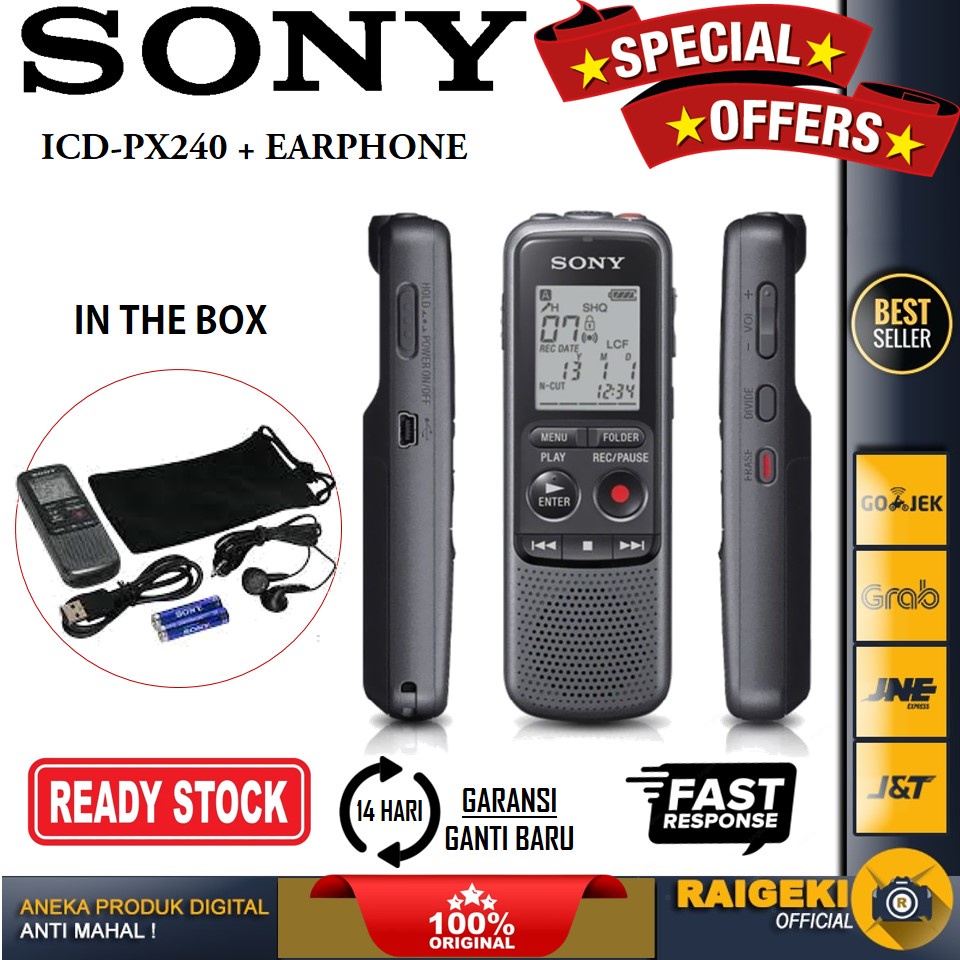 Jual Sony ICD-PX240 Voice Recorder 4GB / Alat Perekam Suara PX240 / ICD ...