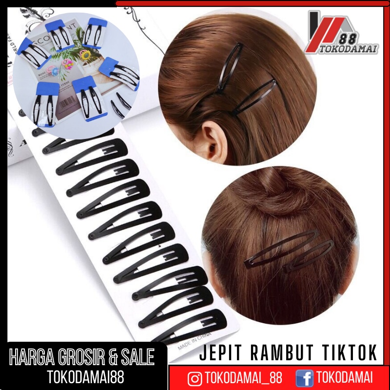 Jual JEPITAN RAMBUT HITAM / JEPIT TIKTOK HITAM POLOS UKURAN SEDANG 6 cm ...