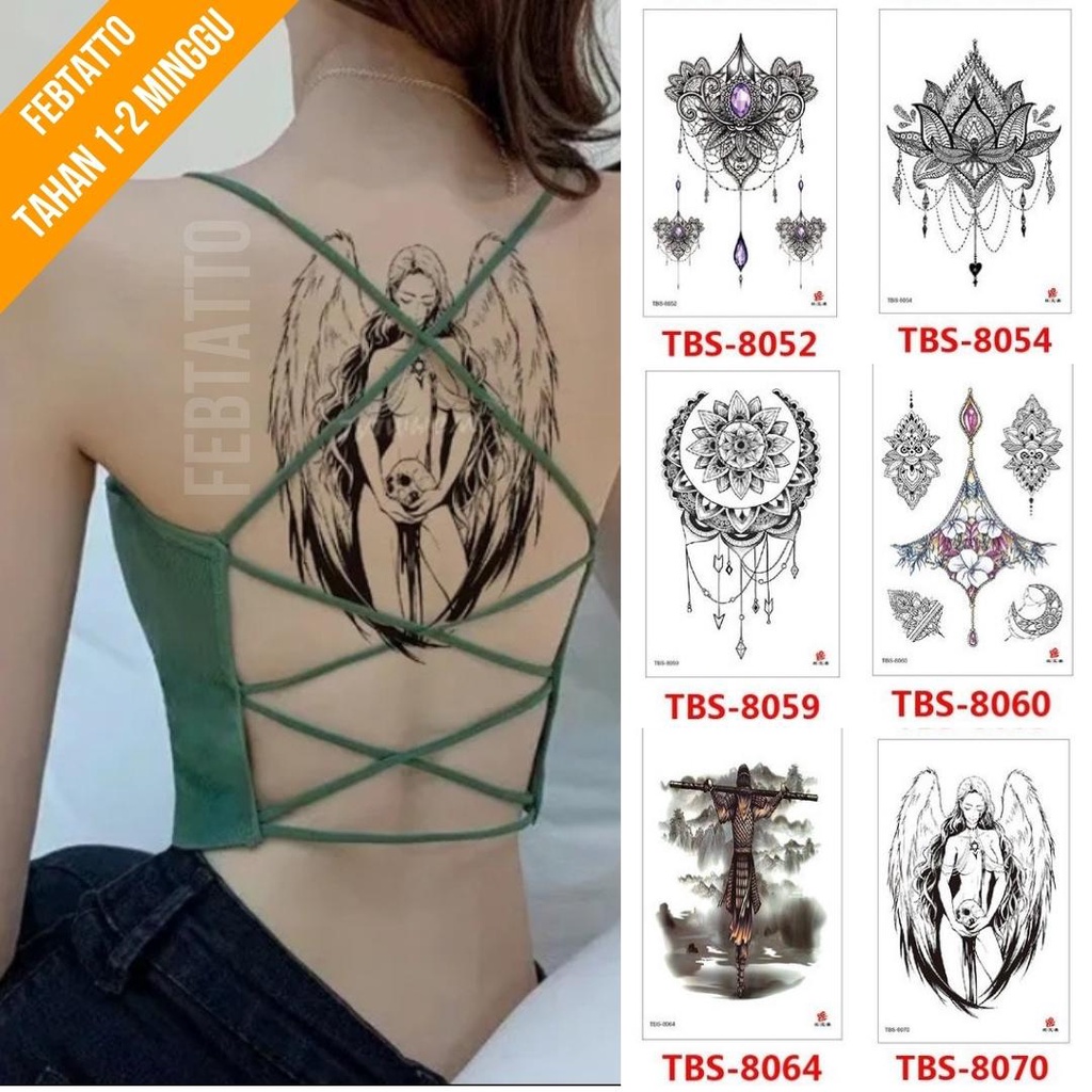 Jual Tato Temporer Ukuran 12cm x 19cm Motif Wanita Bersayap Malaikat ...