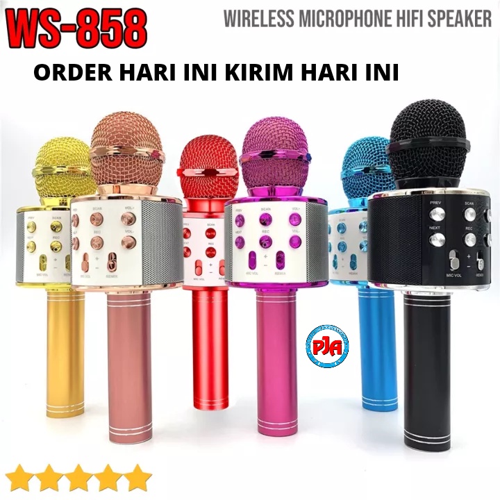 Jual Micropone Mic Microfon Karaoke Bluetooth Wireless WS858 WS 858 Speaker | Shopee Indonesia