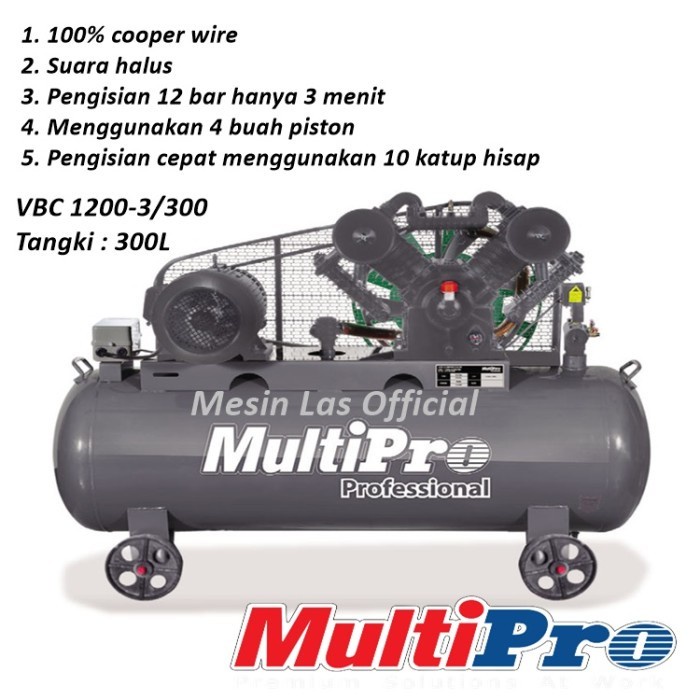 Jual Kompresor 10 HP Multipro VBC-1200-3/300 Kompresor Udara 10HP ...