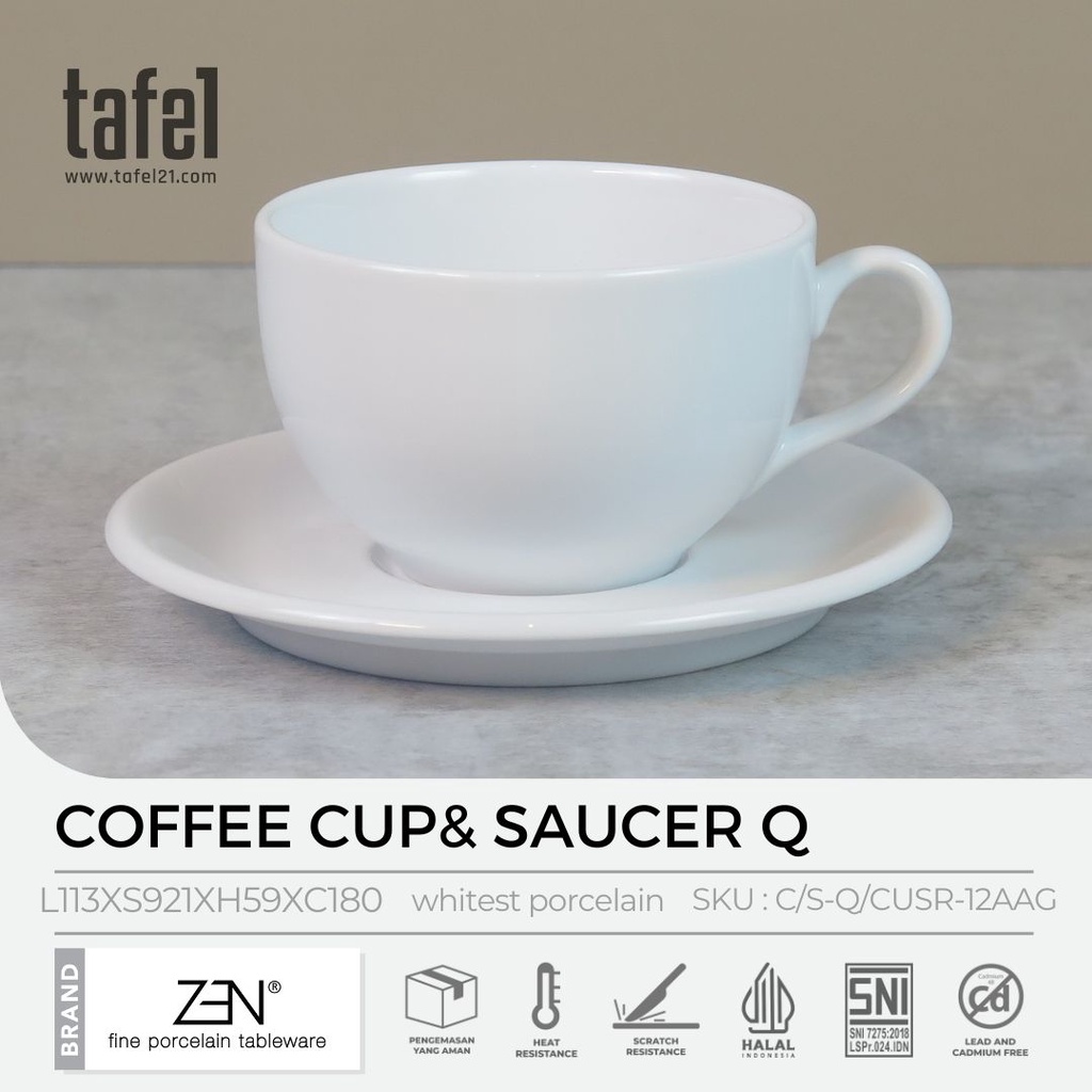 Jual Zen Cangkir Coffee Cup & Saucer Q HORECA 180 ml | Shopee Indonesia