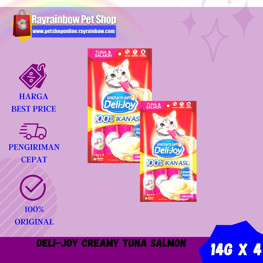 Jual Deli-Joy Snack Kucing Basah 14g - Creamy Rasa Tuna & Salmon ...