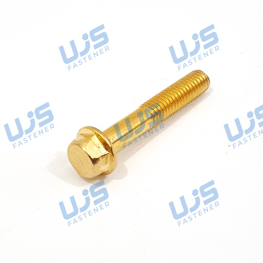 Jual Flange Bolt 6x35 Baut Blok Mesin M6x35 Kunci 8 Gold | Shopee Indonesia