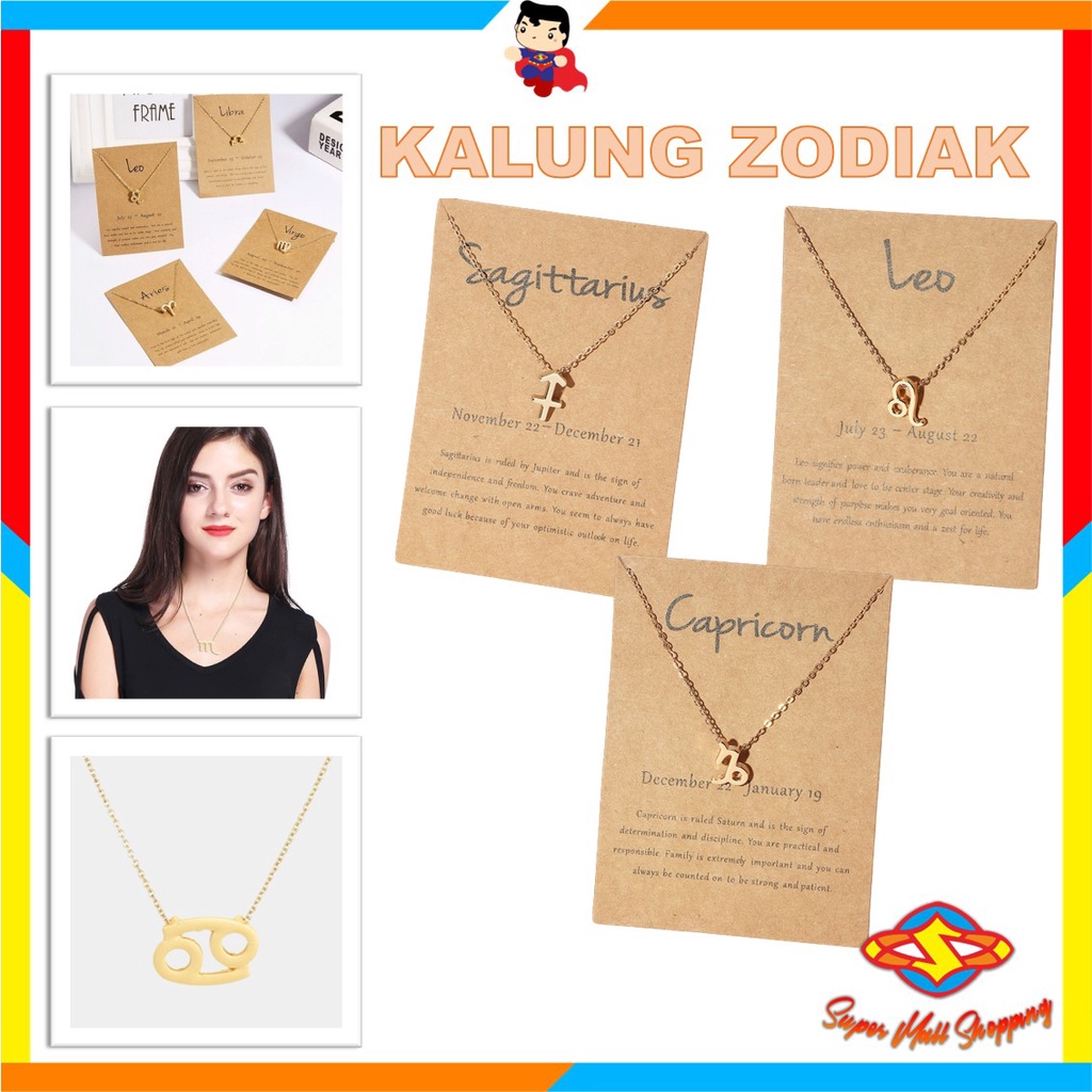Jual SMS Perhiasan Kalung Wanita Zodiac Simbol Model Korea Murah Import ...