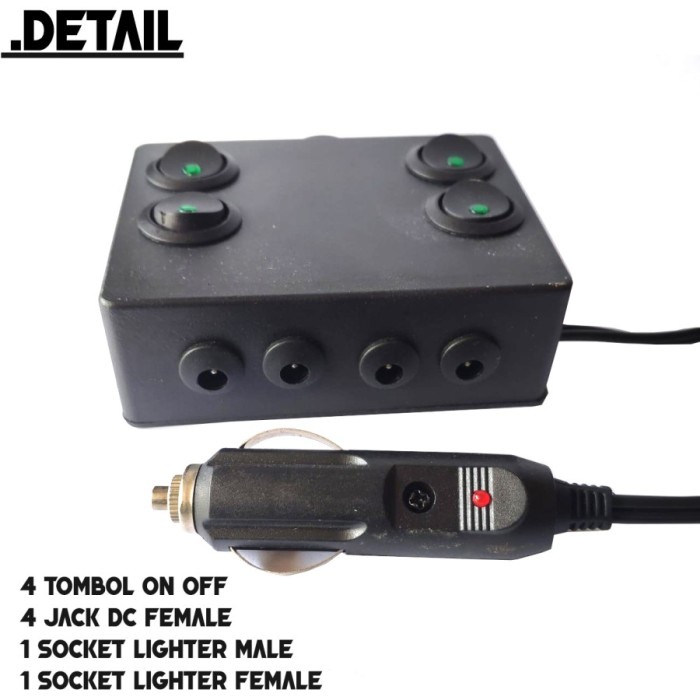 Jual BOX SWITCH ON OFF 4 TOMBOL DAN JACK DC DENGAN SOCKET LIGHTER ...