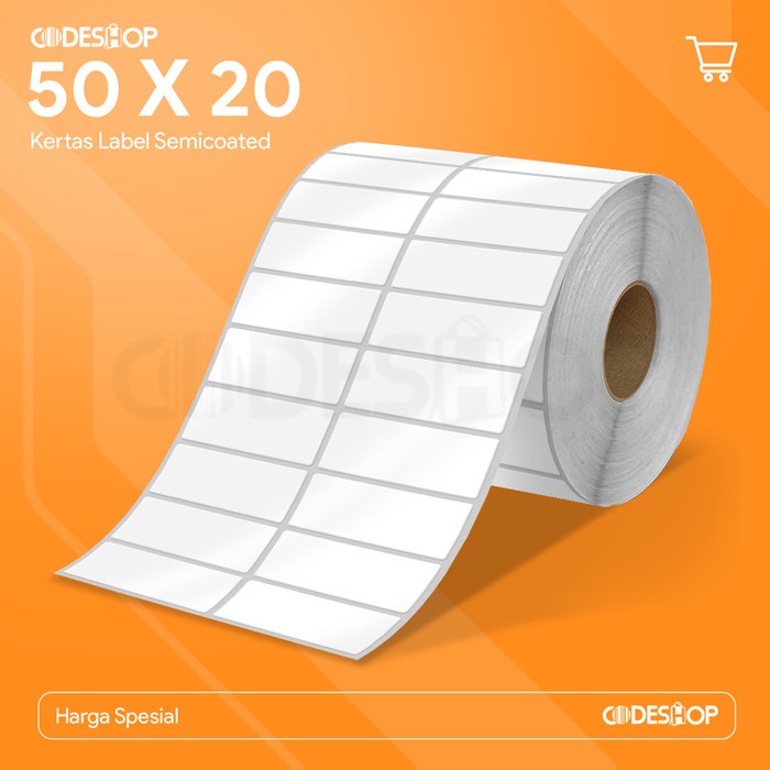 Jual KERTAS LABEL BARCODE SEMICOATED 50 X 20 2 LINE ISI 5000 PCS | Shopee Indonesia