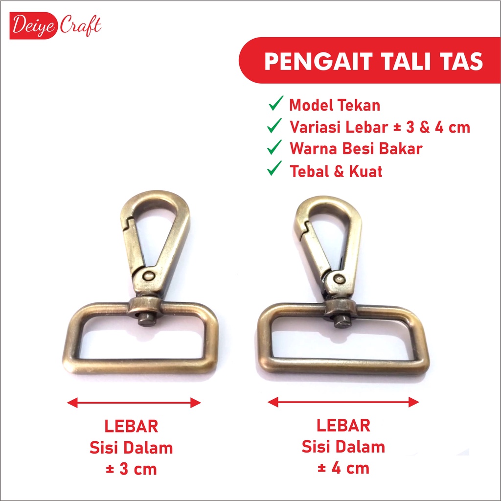 Jual PENGAIT TALI TAS Lebar 3 cm Lebar 4 cm Besi Bakar Kuat dan Tebal ...