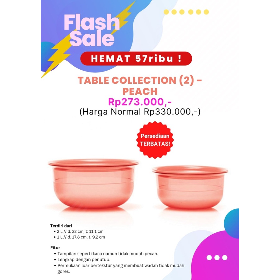 Jual TUPPERWARE TABLE COLLECTION (2) - PEACH | Shopee Indonesia