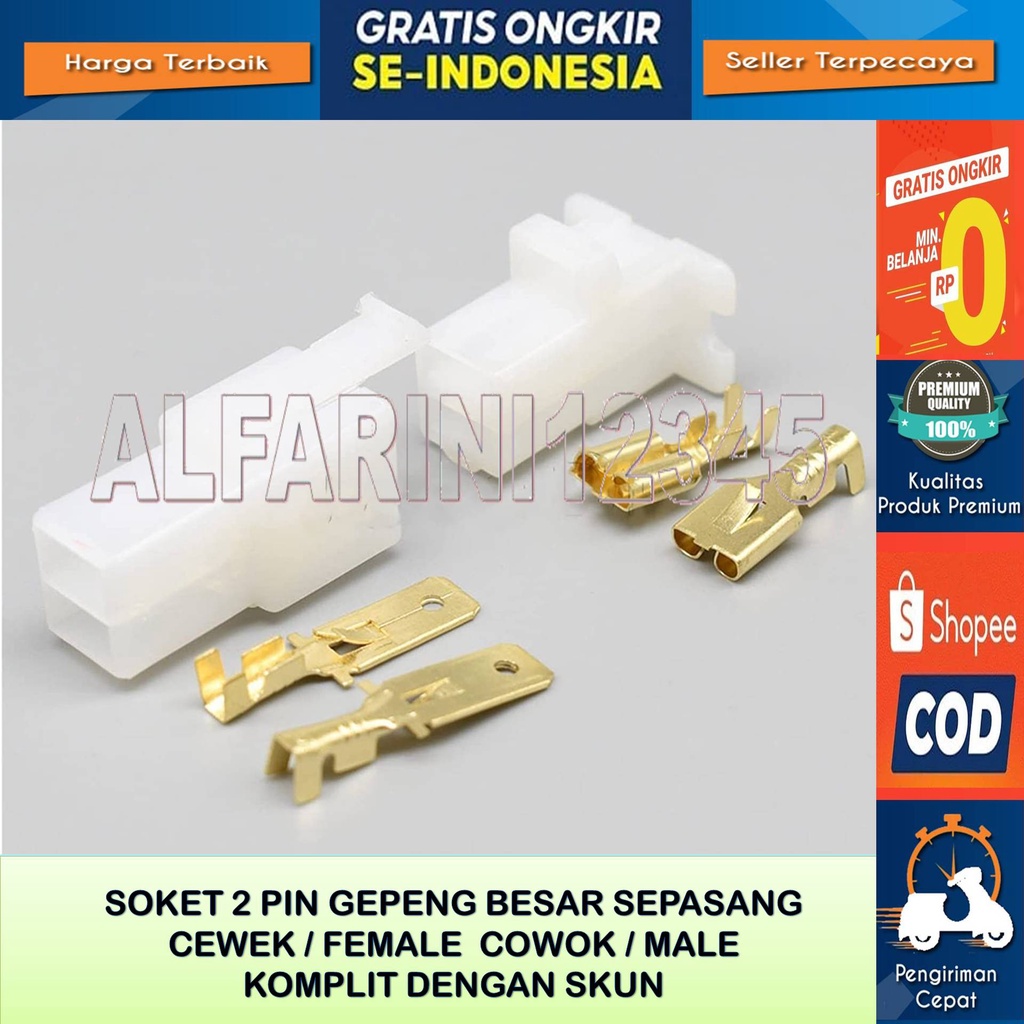 Jual SOKET MOTOR KONEKTOR KABEL 2 PIN BESAR MOTOR MOBIL MALE FEMALE ...
